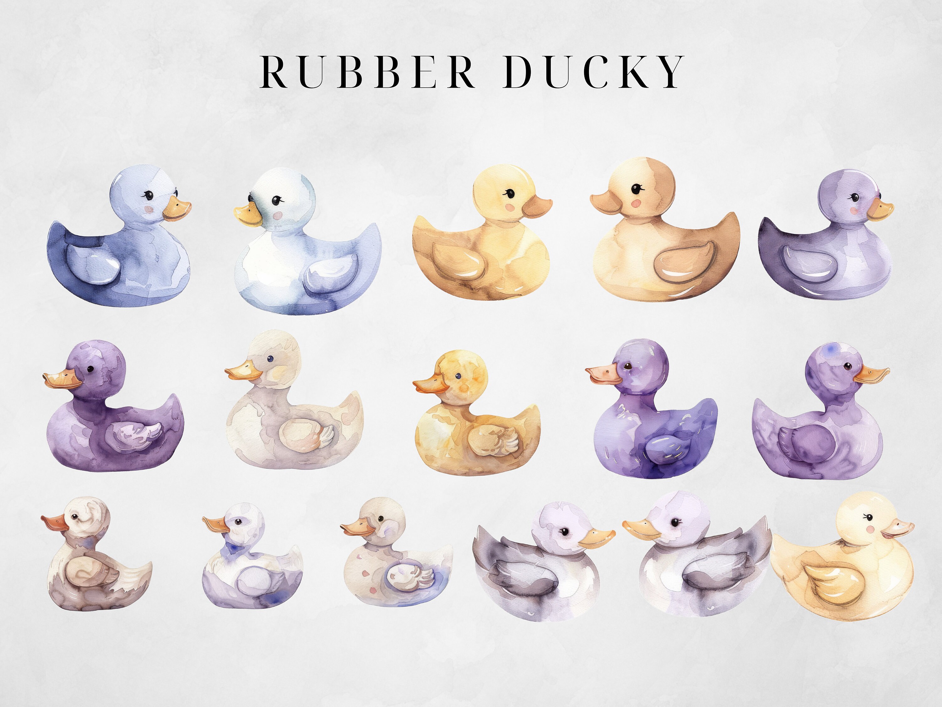Watercolor Ducky Clipart Bundle | Rubber Duck | Rubber Ducky Clip Art ...
