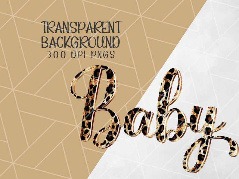 Animal Print Baby Lettering Clipart | Baby PNG | Script Letters Clipart ...