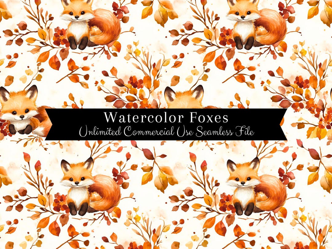 Seamless Fox Pattern | Watercolor Fox Print | Spring Fox Backgrounds ...
