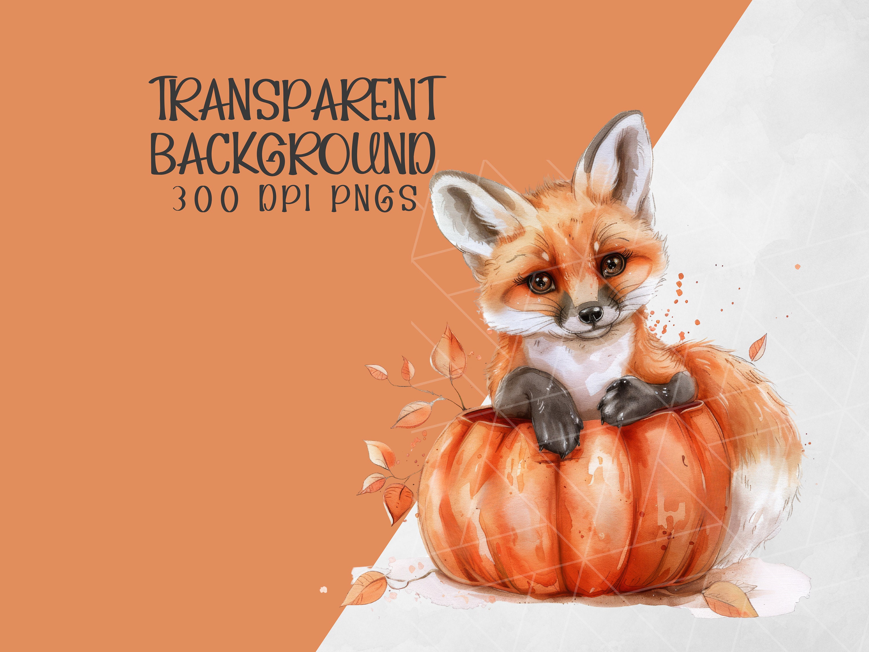 Watercolor Fox in A Pumpkin Clipart | Halloween Watercolor Baby Shower ...