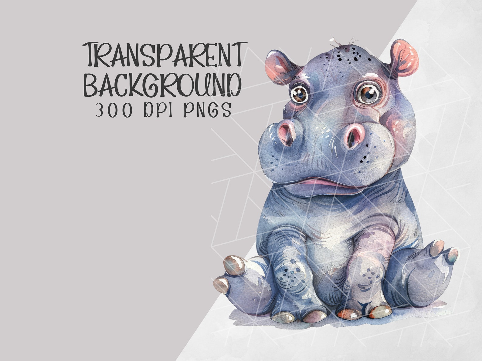 Watercolor Baby Hippo Clipart | Safari Jungle Clipart | Nursery Clipart ...