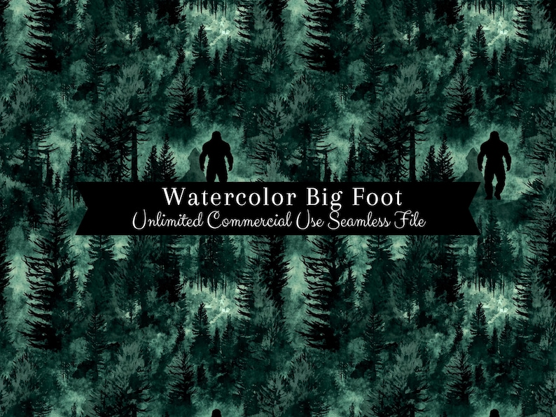 Watercolor Sasquatch Seamless Print | Big Foot Seamless Pattern ...