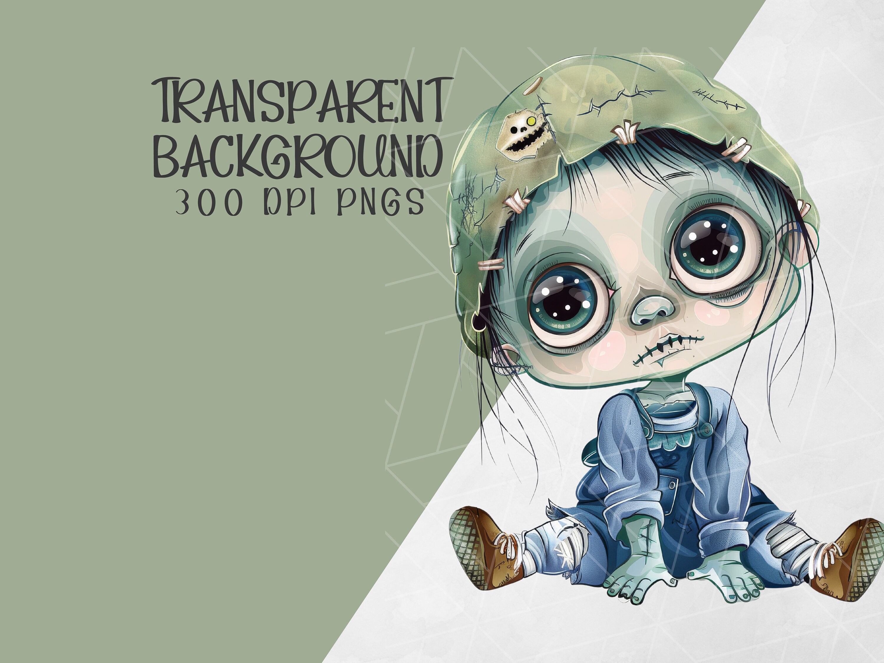 Watercolor Little Zombie Girl Clipart | Halloween Watercolor Baby ...