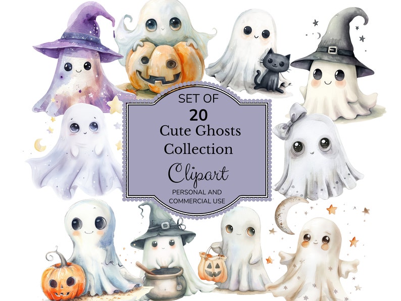 Cute Ghost Clipart | Spooky Vibes PNG | Halloween Png | Digital ...
