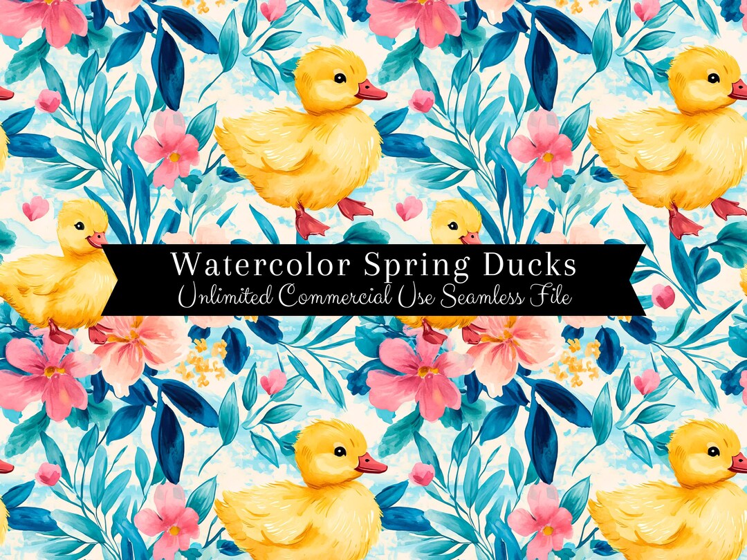 Seamless Duckling Pattern | Watercolor Duckling | Spring Duck ...