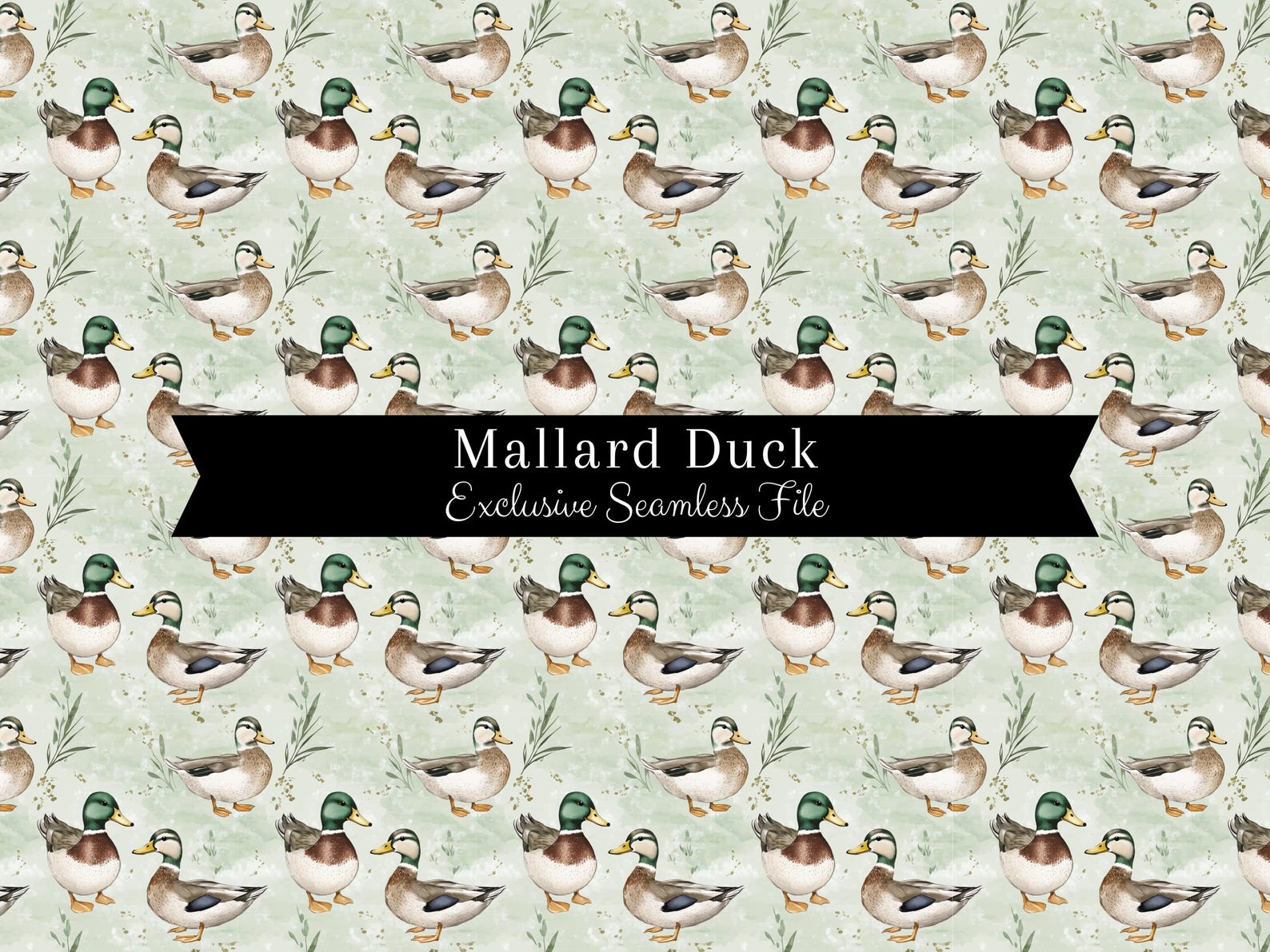 Seamless Mallard Duck Pattern Watercolor Ducks Hunting Backgrounds ...