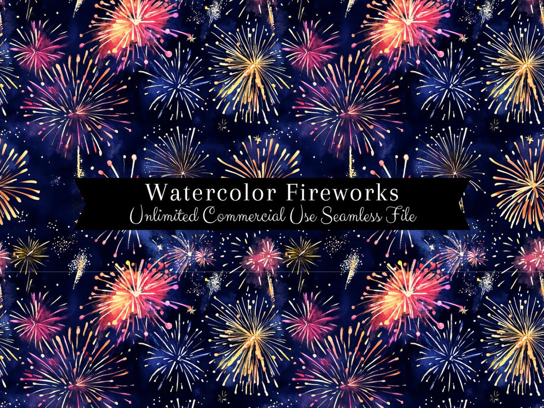 Fireworks Seamless Pattern | Watercolor Celebration Digital Paper ...