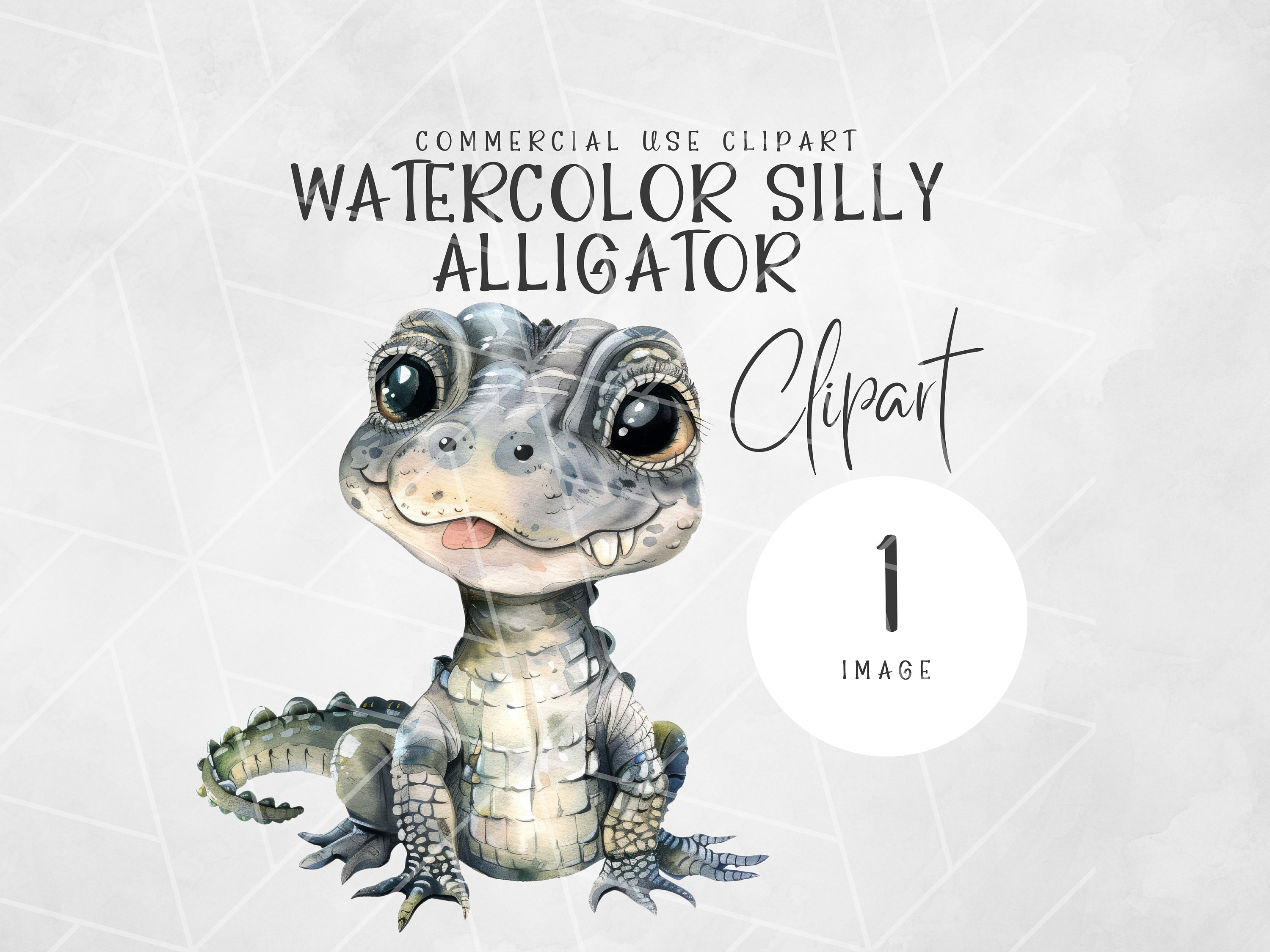 Watercolor Silly Alligator Clipart Cute Alligator Clipart Reptile ...