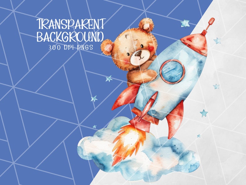 Space Kawaii Watercolor Clipart | Watercolor Planets Clipart | Sun ...