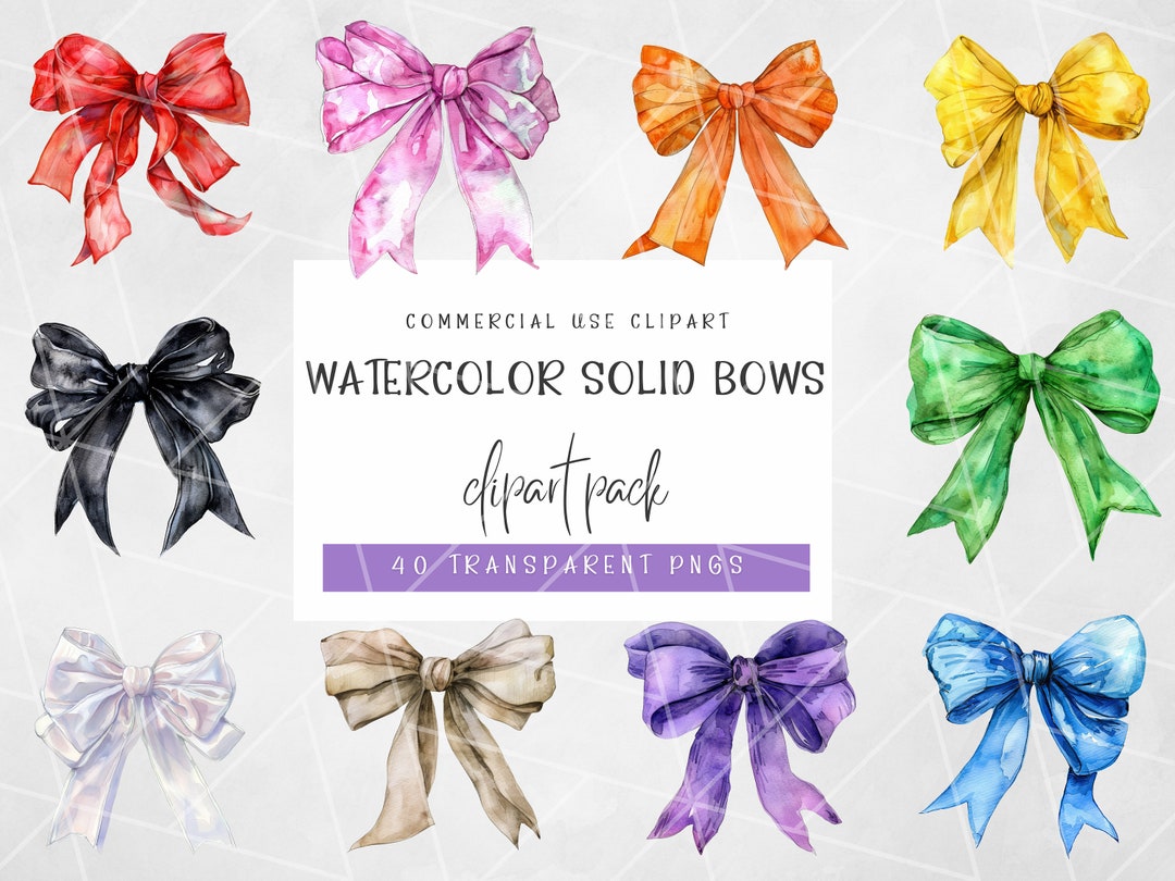 Watercolor Coquette Bow Clipart | Pink Ribbon Bow PNG Digital File ...