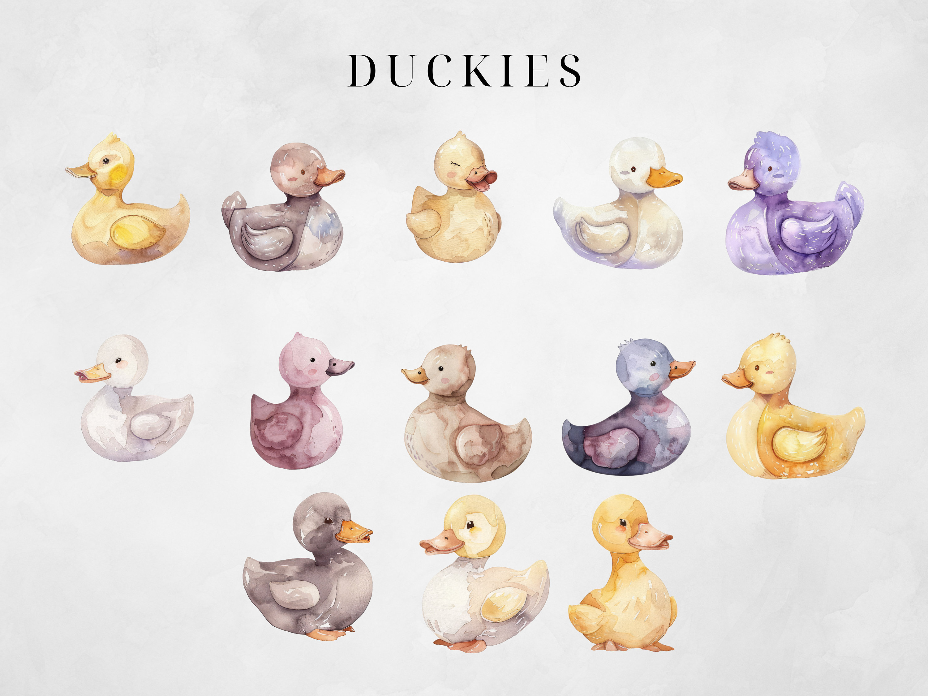 Watercolor Ducky Clipart Bundle | Rubber Duck | Rubber Ducky Clip Art ...