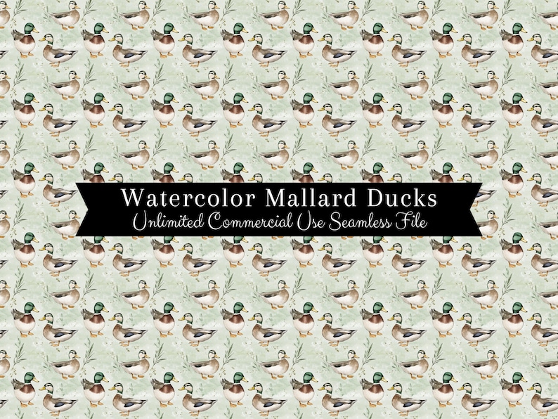 Seamless Mallard Duck Pattern | Watercolor Ducks | Hunting Backgrounds ...