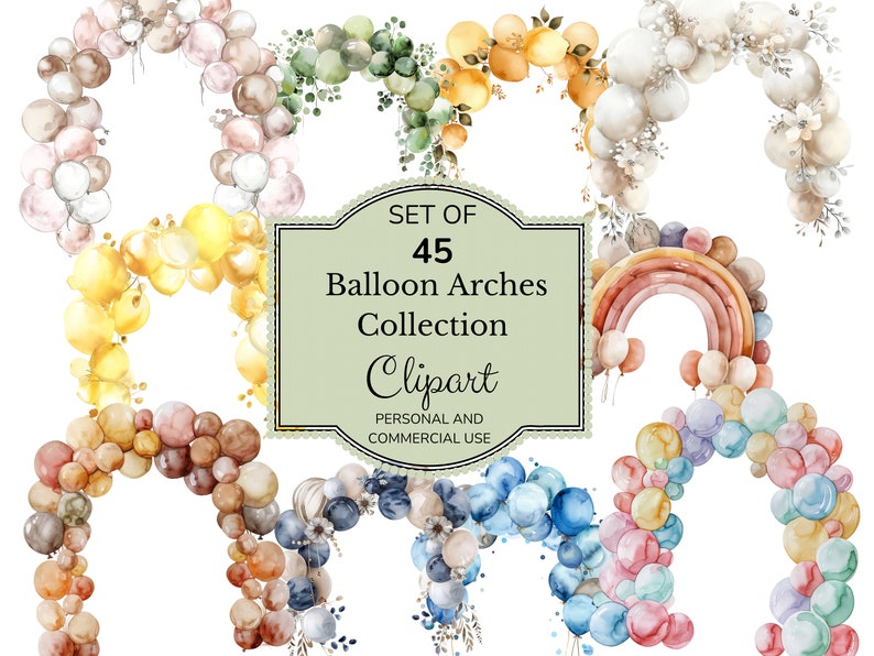 Watercolor Rainbow Balloon Clipart | Birthday Party Clipart | Balloon ...