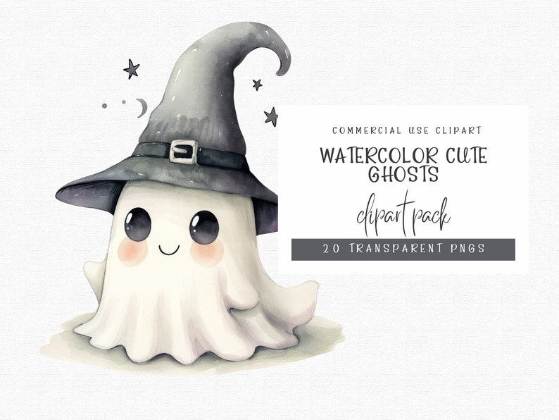 Cute Ghost Clipart | Spooky Vibes PNG | Halloween Png | Digital ...