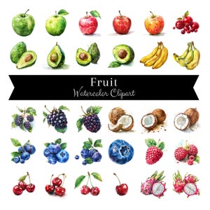 Watercolor Fruits Clipart Bundle | Farm Clipart | Watercolor Clipart ...
