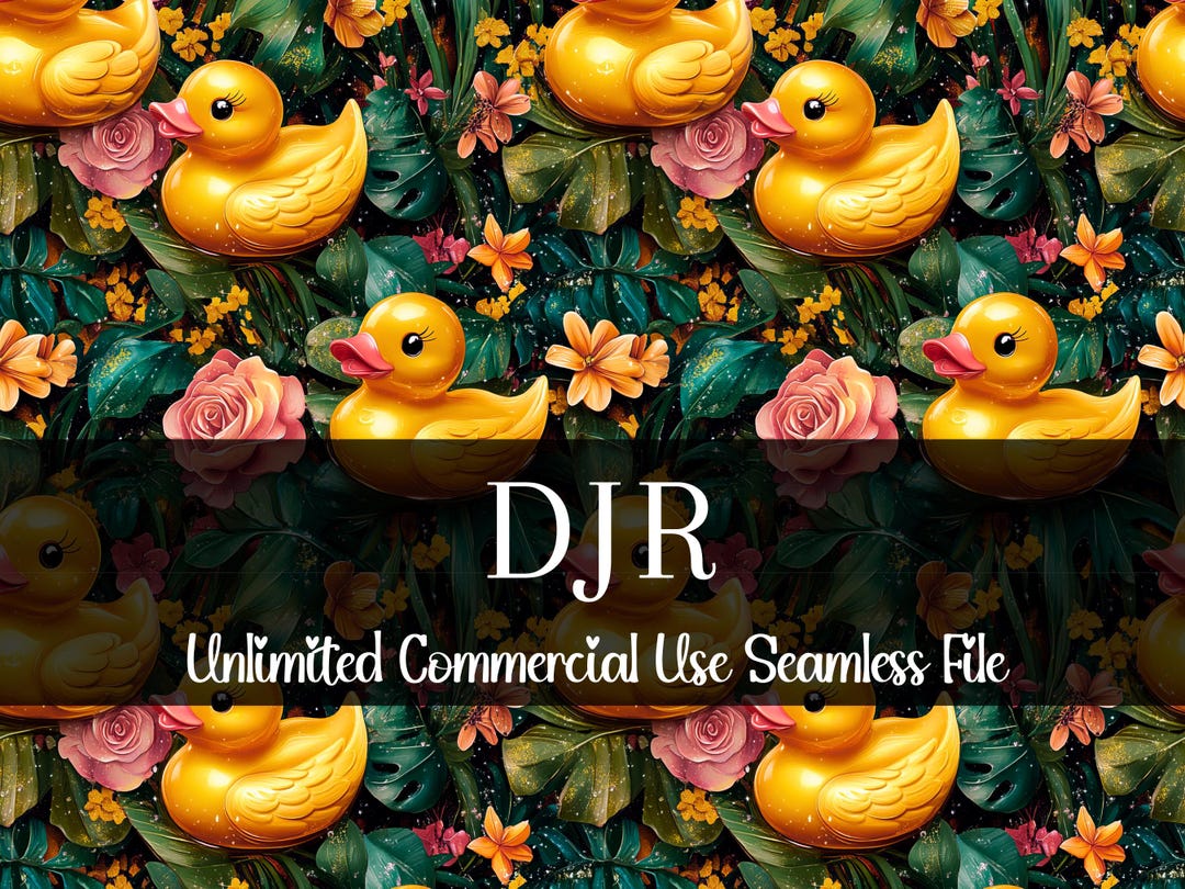 Rubber Ducky Seamless Pattern | Toy Duck Digital Paper | Floral Rubber ...