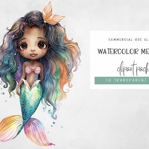 Watercolor Mermaid Clipart Bundle | Under the Sea Clipart | Watercolor ...