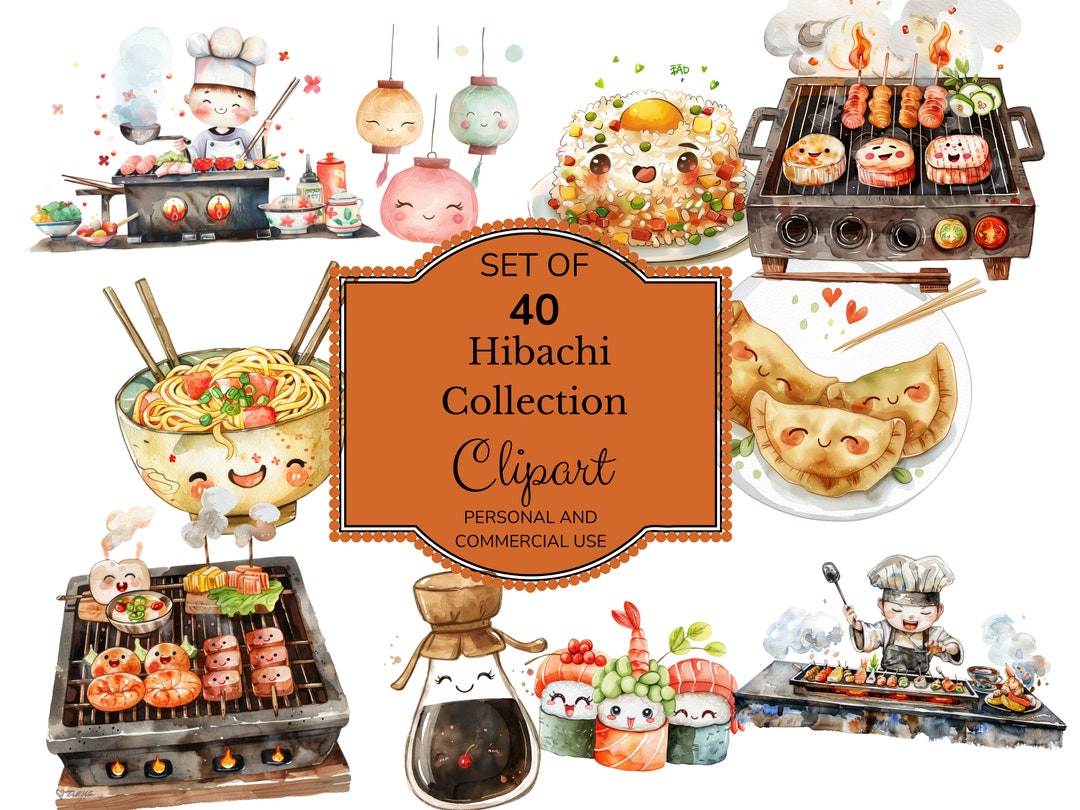 Watercolor Hibachi Clipart | Commercial Use | Hibachi Party Png ...