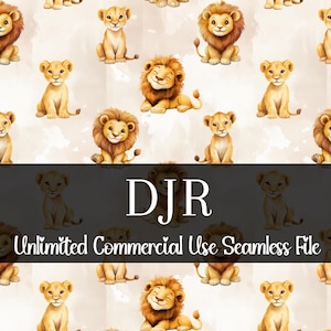 Seamless Lion Repeating Pattern | Watercolor Zoo Animals | Safari ...