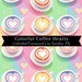 Rainbow Coffee Heart Seamless Pattern | Watercolor Coffee Digital Paper ...