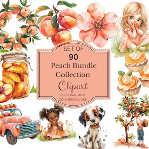Watercolor Peach Bundle Clipart | Peach Baby Shower Clipart | Nursery ...
