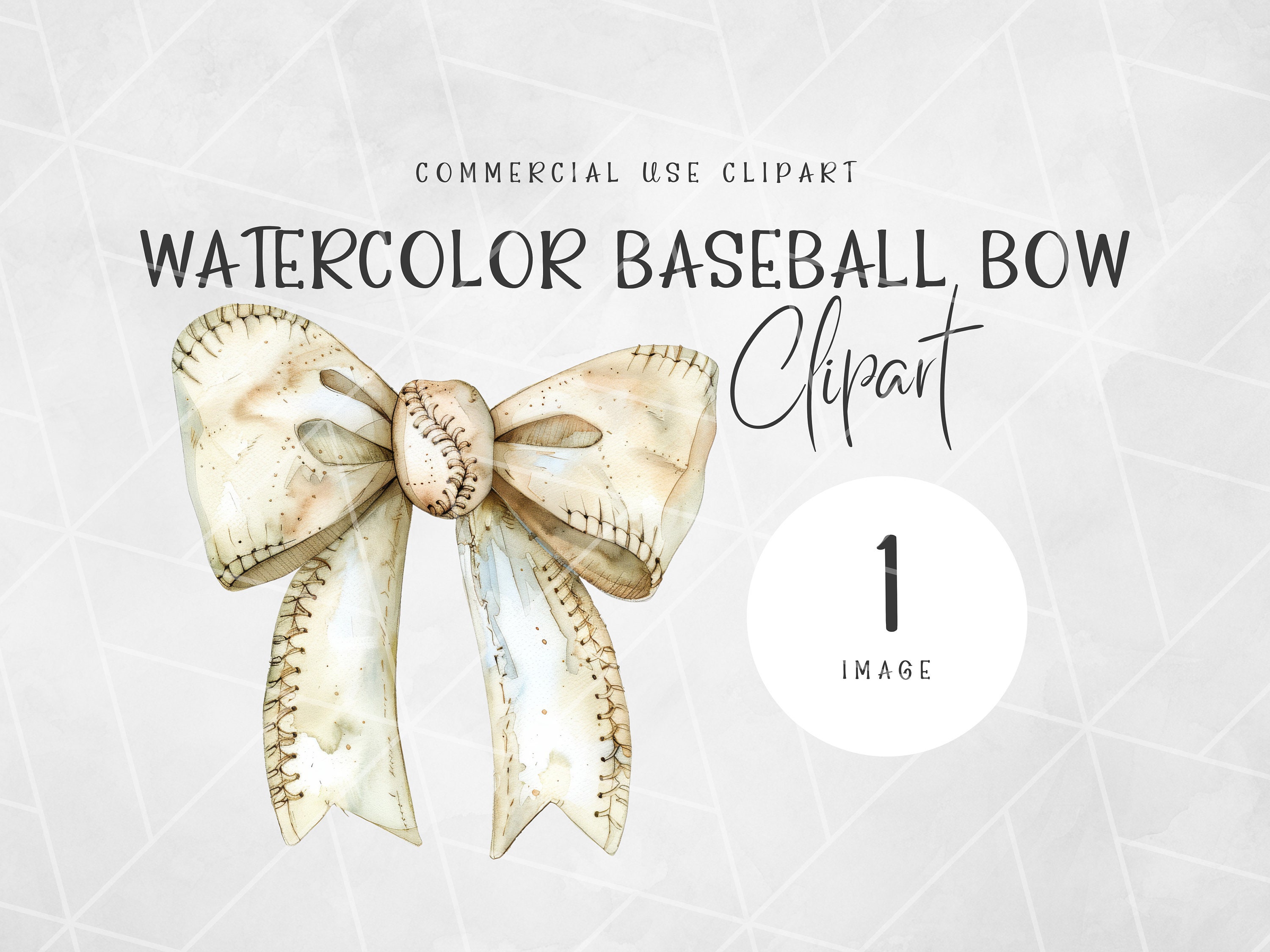 Watercolor Coquette Baseball Bow Clipart Vintage Baseball Bow Clipart ...