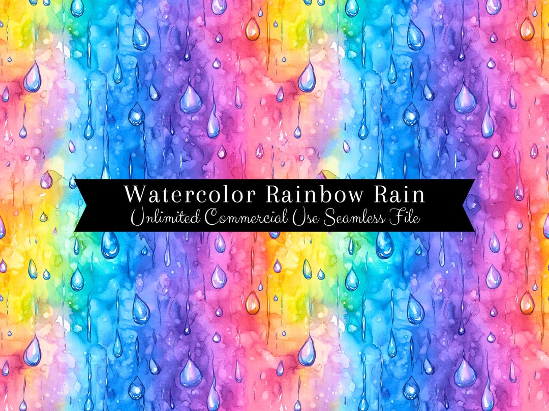 Watercolor Rainbow Rain Seamless Print | Rainbow Seamless Pattern ...