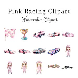 Race Car Clipart Bundle | Pink Girl Race Car Clipart | Two Fast ...