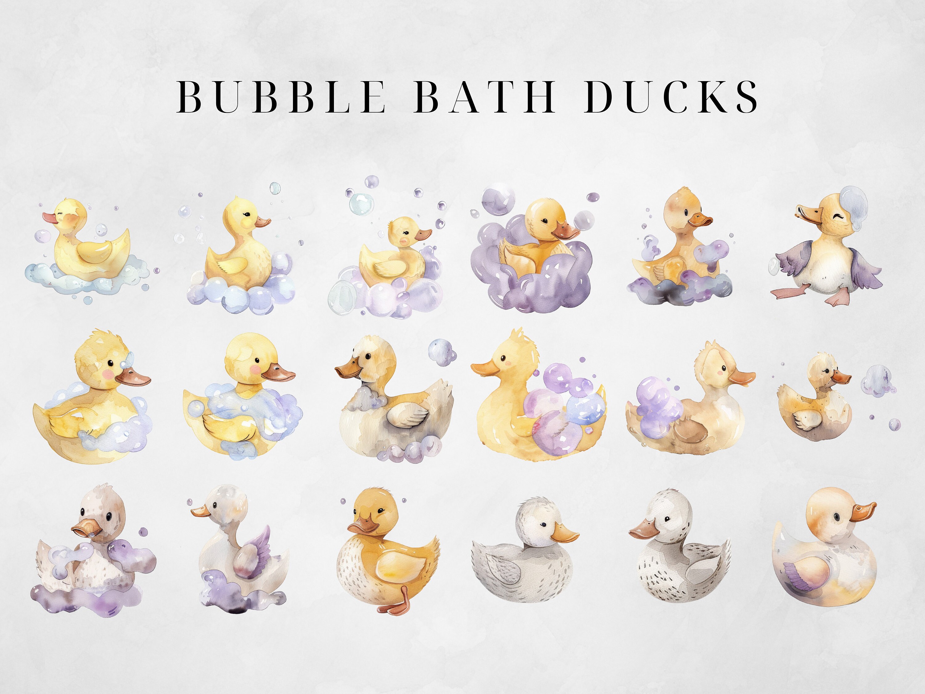 Rainbow Bubble Bath Ducky Clipart Bundle | Rubber Duck | Rubber Ducky ...