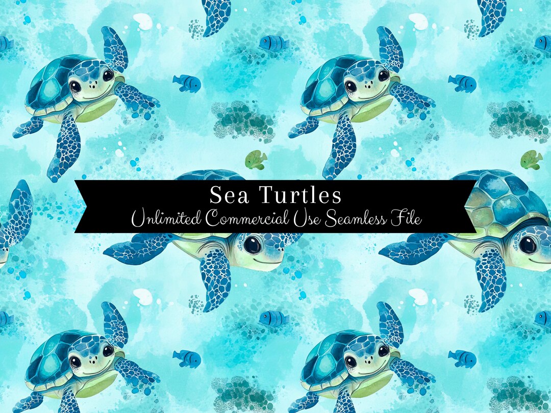 Sea Turtle Seamless Pattern | Watercolor Sea Turtle Digital Paper ...