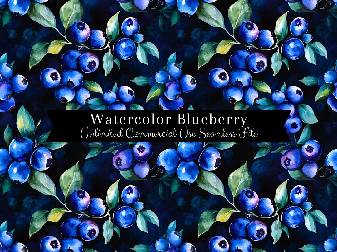 Seamless Blueberry Pattern | Watercolor Blueberry Print | Fruit ...