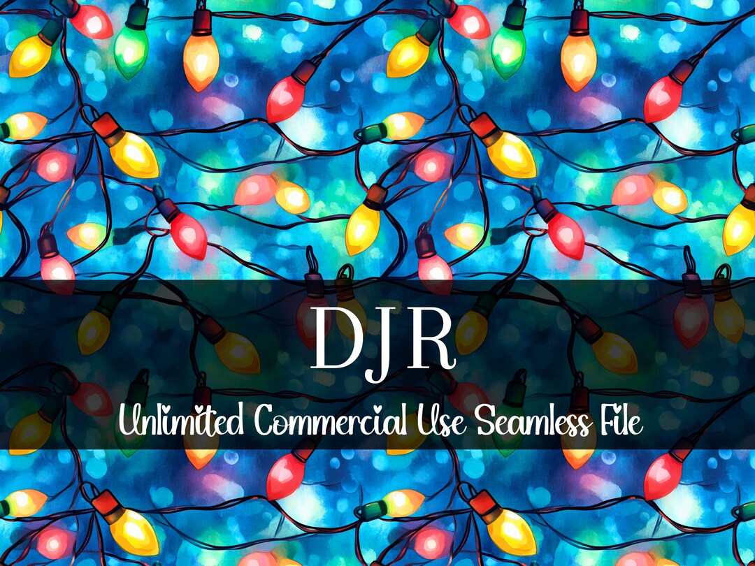 Holiday Lights Seamless Pattern | Christmas Digital Paper | Watercolor ...