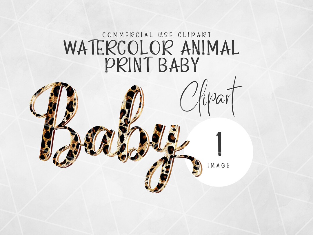 Animal Print Baby Lettering Clipart | Baby PNG | Script Letters Clipart ...