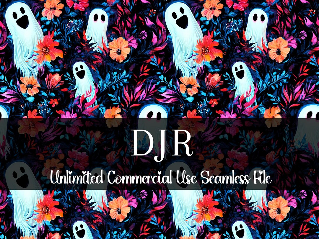 Ghost Floral Seamless Pattern | Watercolor Ghost Digital Paper | Ghost ...