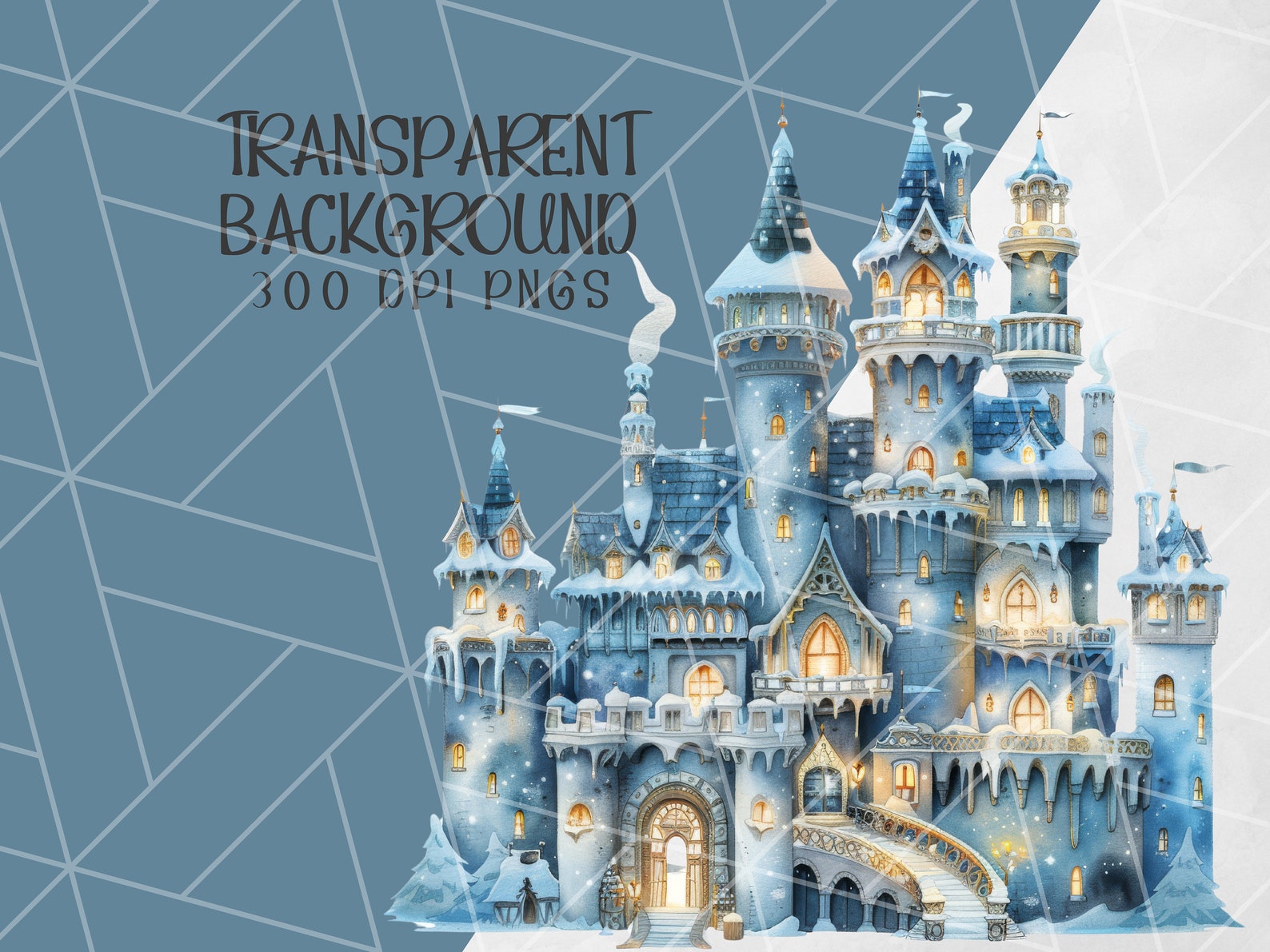 Watercolor Winter Castle PNG | Princess Clipart | Fairytale Clipart ...