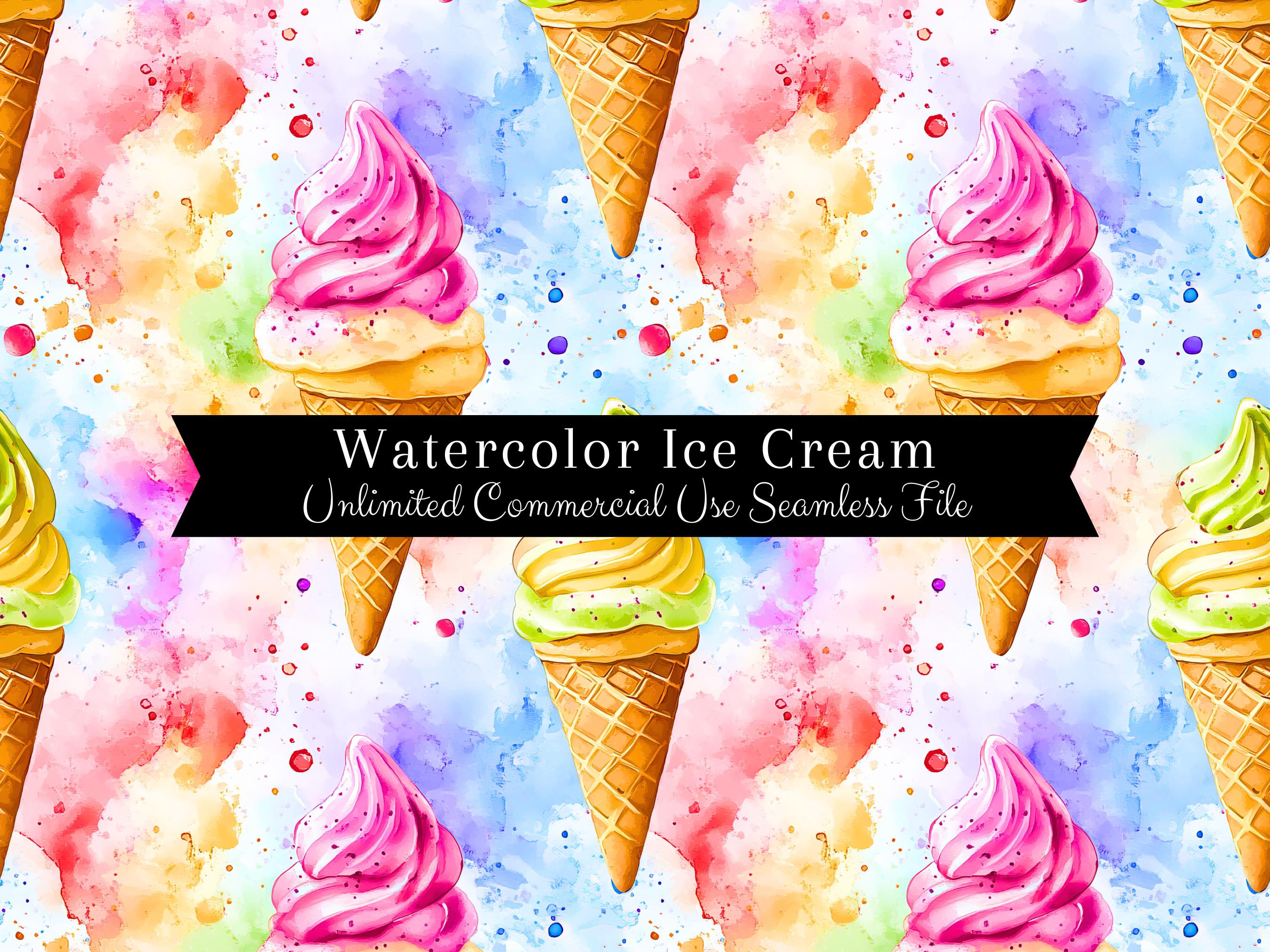 Seamless Ice Cream Cone Pattern | Watercolor Summer | Ice Cream ...