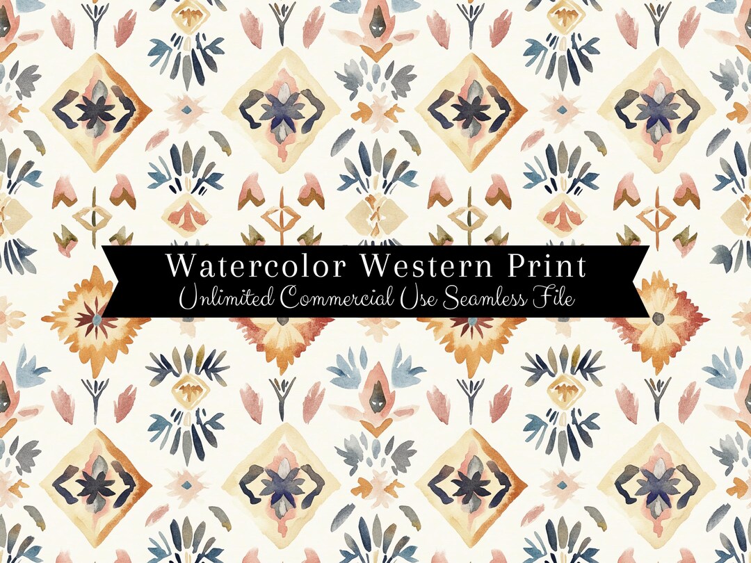 Watercolor Western Seamless | Rodeo Seamless Pattern | Commercial Use ...