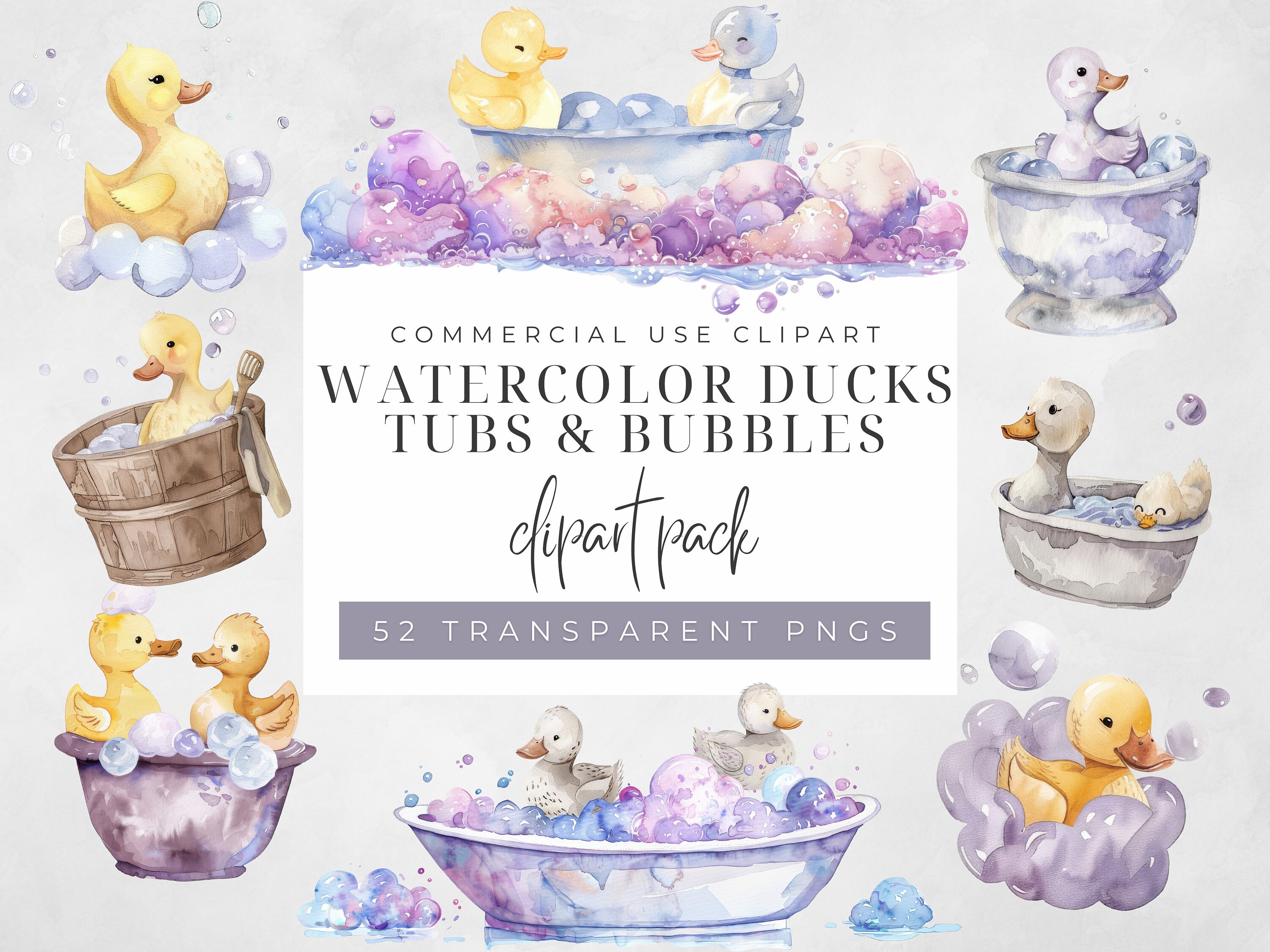 Rainbow Bubble Bath Ducky Clipart Bundle Rubber Duck Rubber Ducky Clip ...
