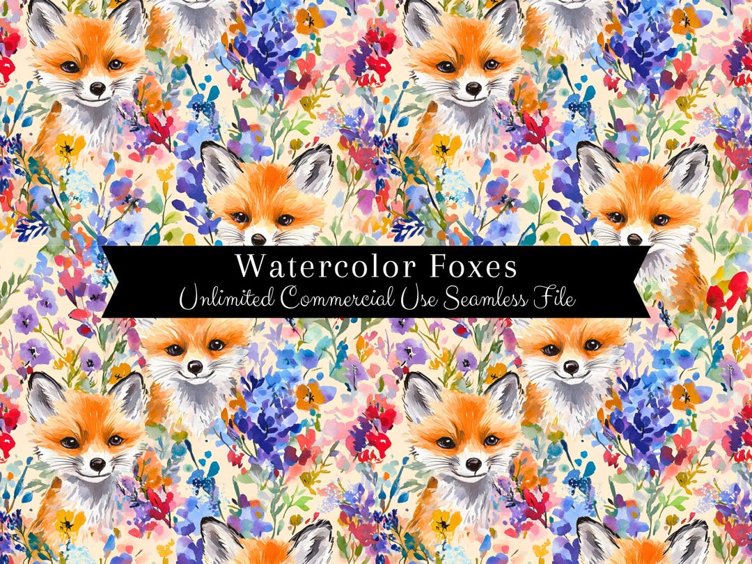 Seamless Fox Pattern | Watercolor Fox Print | Spring Fox Backgrounds ...