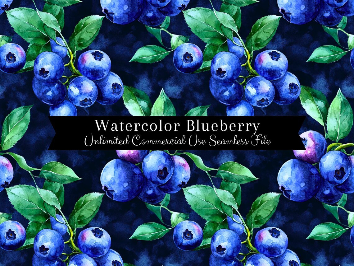 Seamless Blueberry Pattern | Watercolor Blueberry Print | Fruit ...