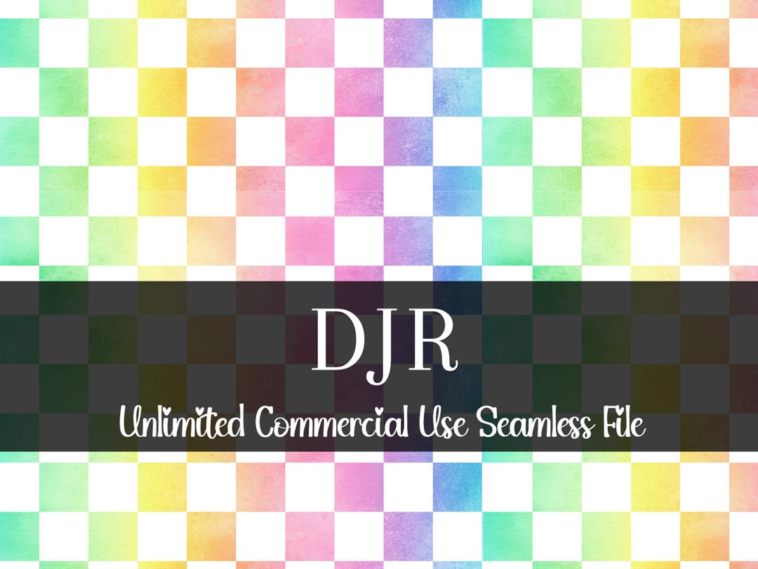 Watercolor Rainbow Ombré Checker Seamless Print | Rainbow Checker Fabric Repeating Pattern ...
