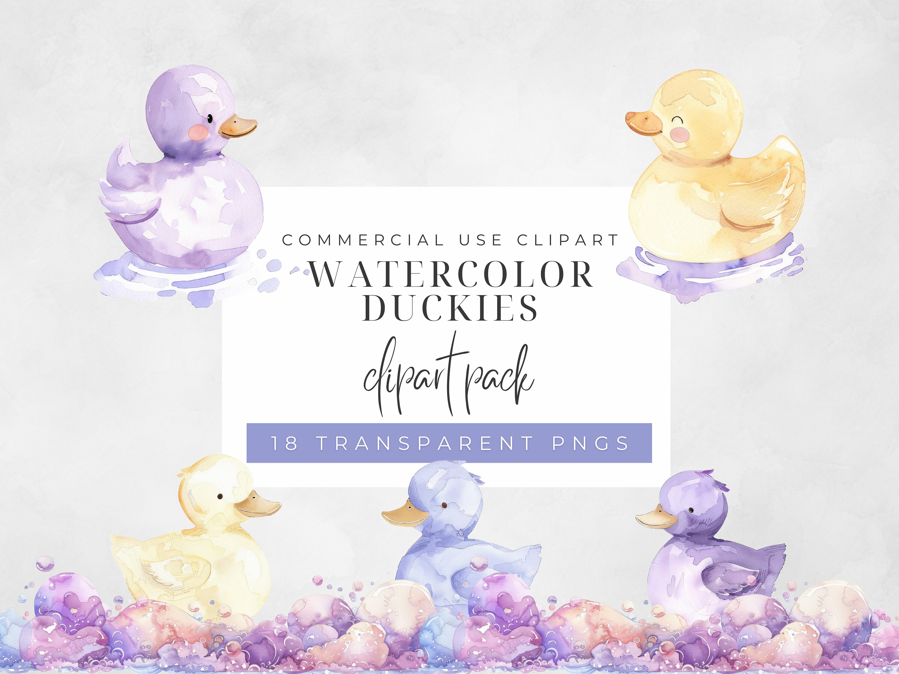 Watercolor Rubber Ducky Clipart Bundle Rubber Duck Rubber Ducky Clip ...