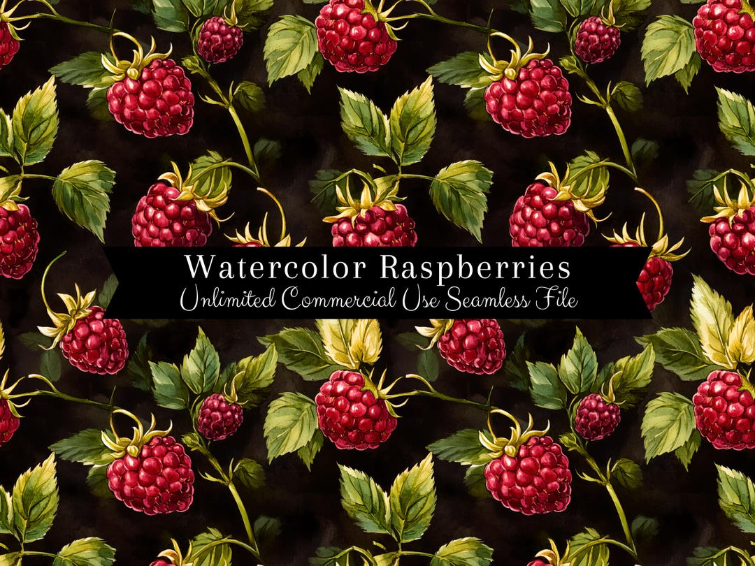 Watercolor Raspberry Seamless Print Fruit Seamless Pattern Commercial ...