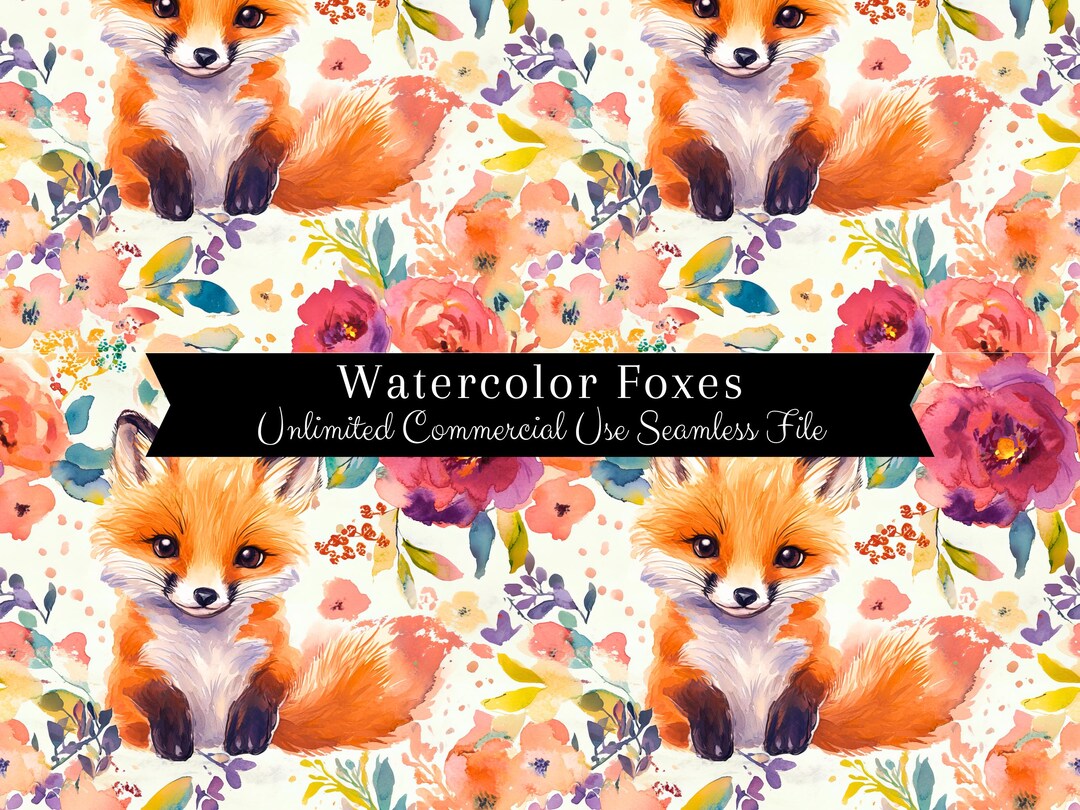 Seamless Fox Pattern | Watercolor Fox Print | Spring Fox Backgrounds ...