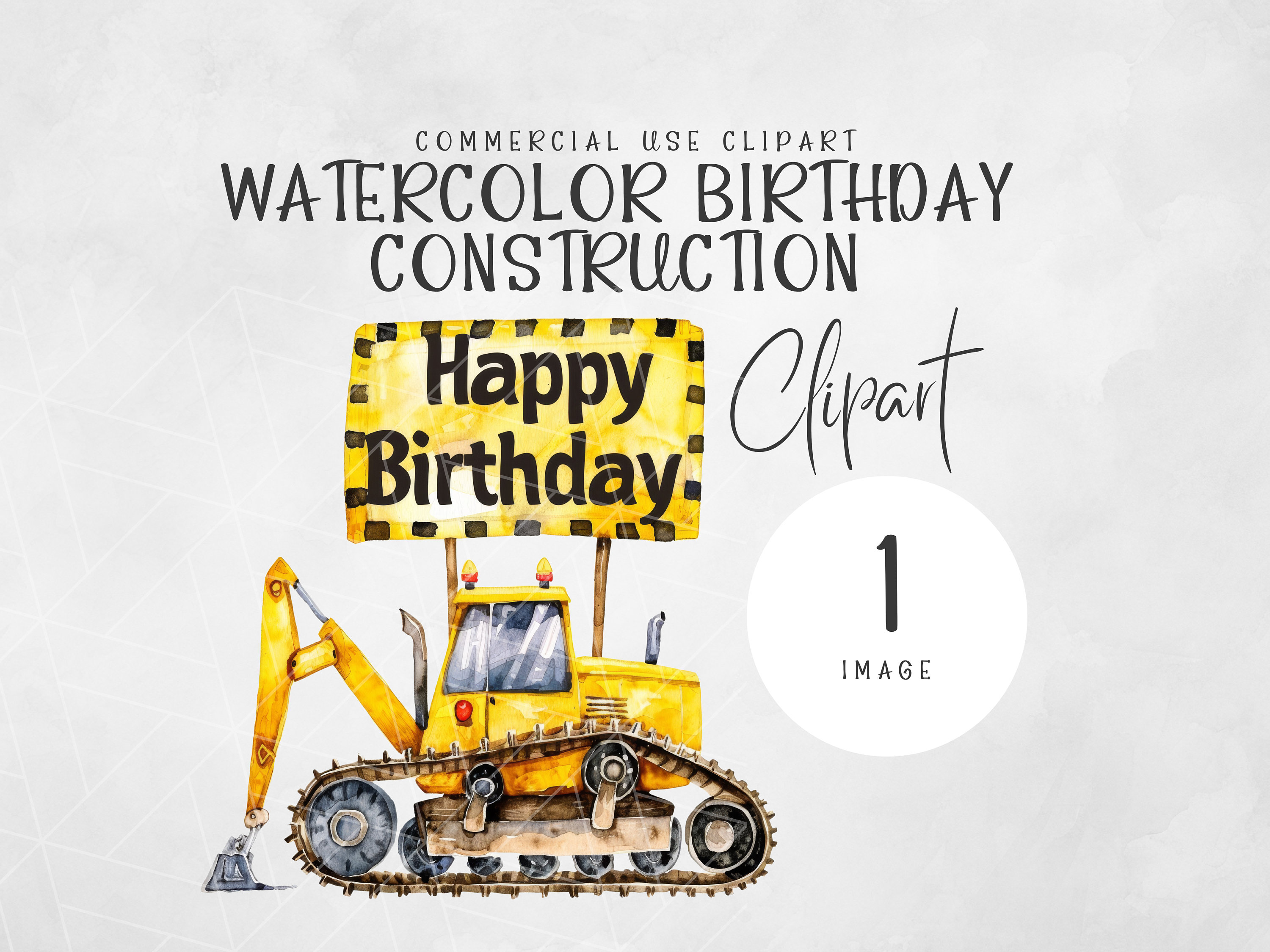Watercolor Construction Zone Clipart Commercial Use Happy Birthday Png ...