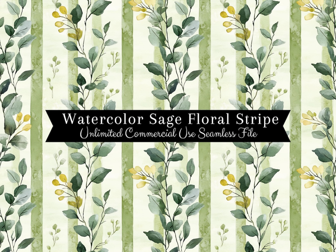 Sage Green Stripe Print | Digital Paper Pack | Seamless Eucalyptus ...