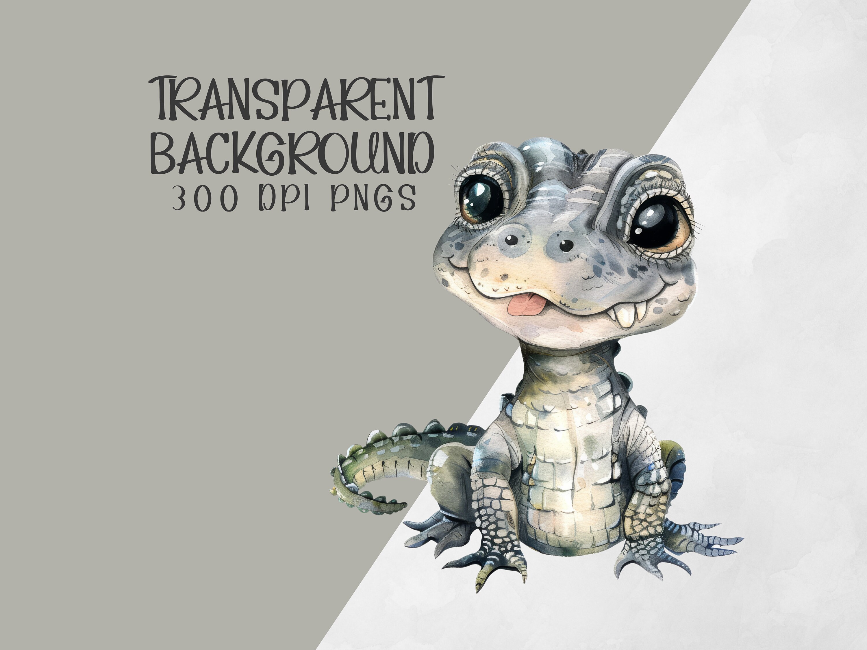 Watercolor Silly Alligator Clipart Cute Alligator Clipart Reptile ...