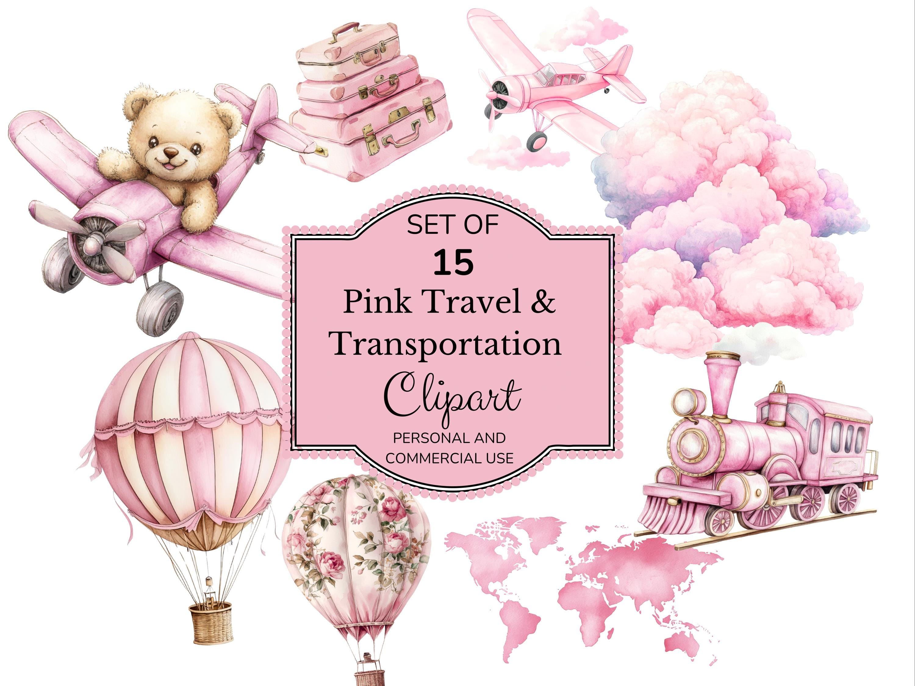 Pink Airplane Clipart | Watercolor Nursery Art | Baby Shower Decor ...