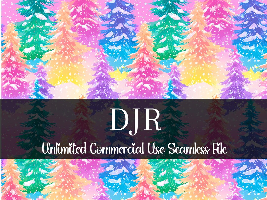 Pastel Rainbow Evergreen Tree Seamless Pattern | Watercolor Holiday ...