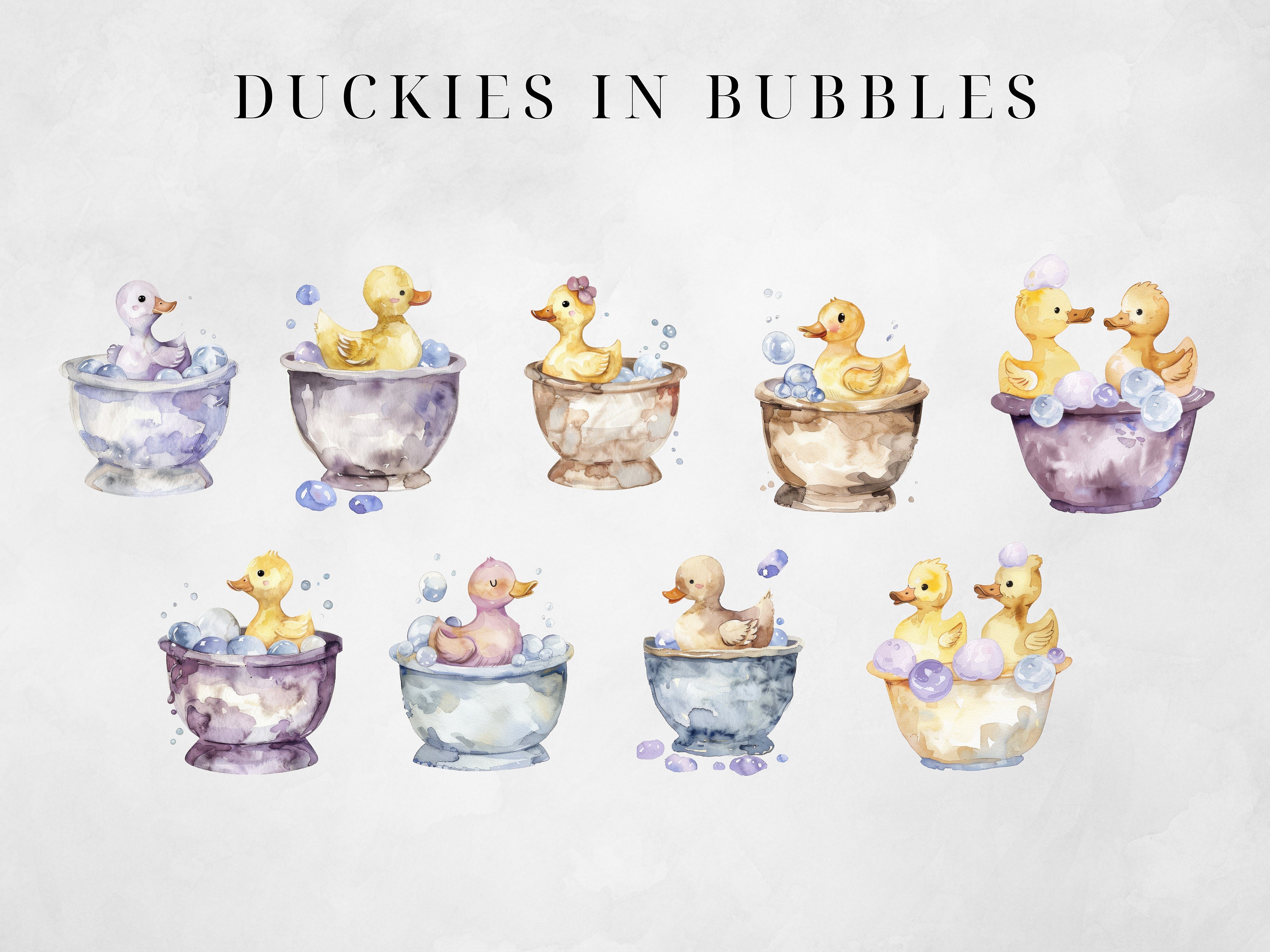 Rainbow Bubble Bath Ducky Clipart Bundle Rubber Duck Rubber Ducky Clip ...